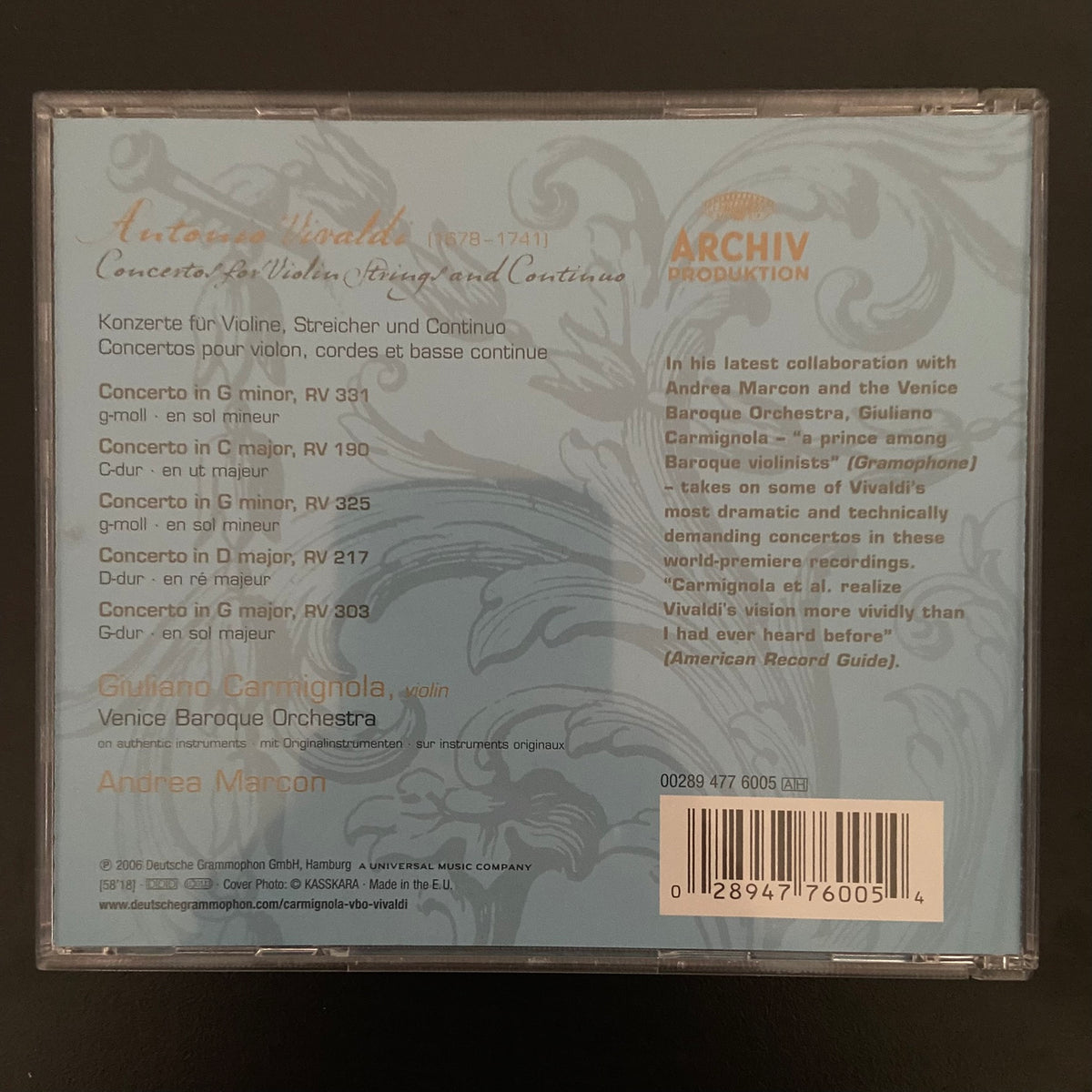 Antonio Vivaldi: Concertos For Violin, Strings And Continuo (CD)